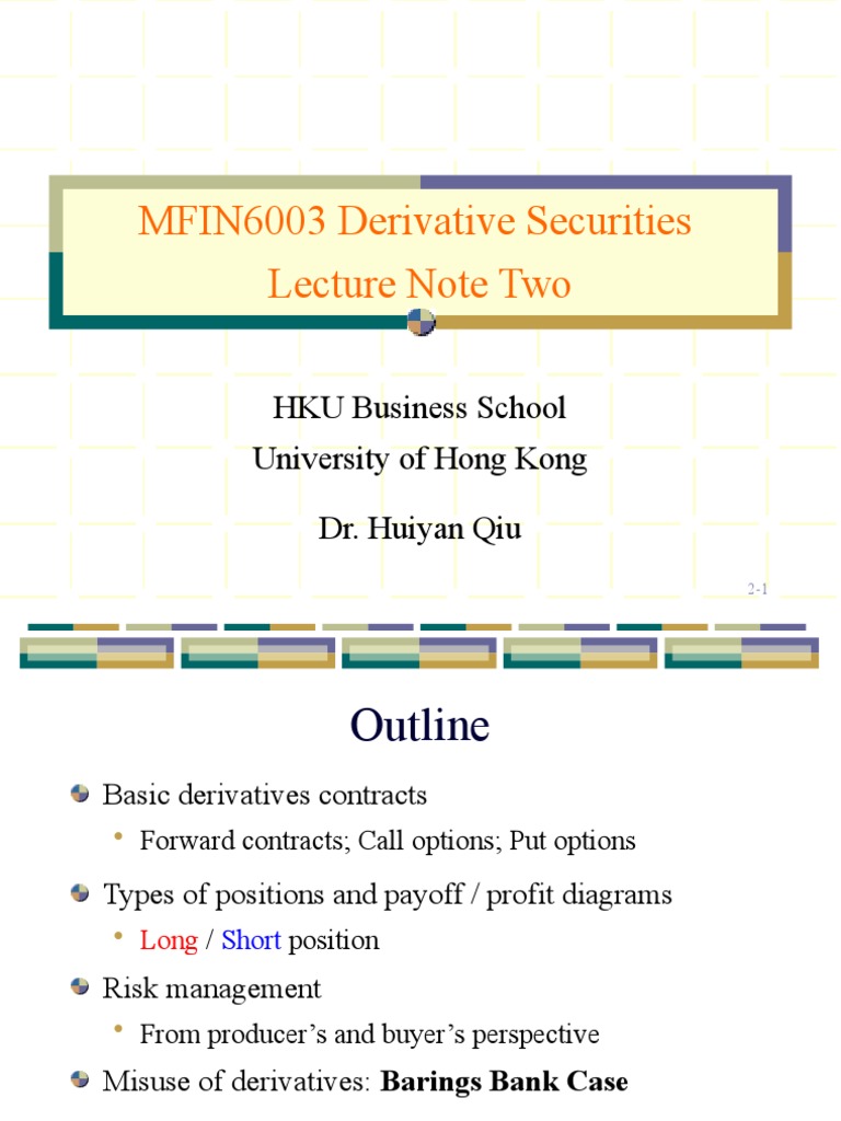 Derivative Securities Basics | PDF | Put Option | Option (Finance)