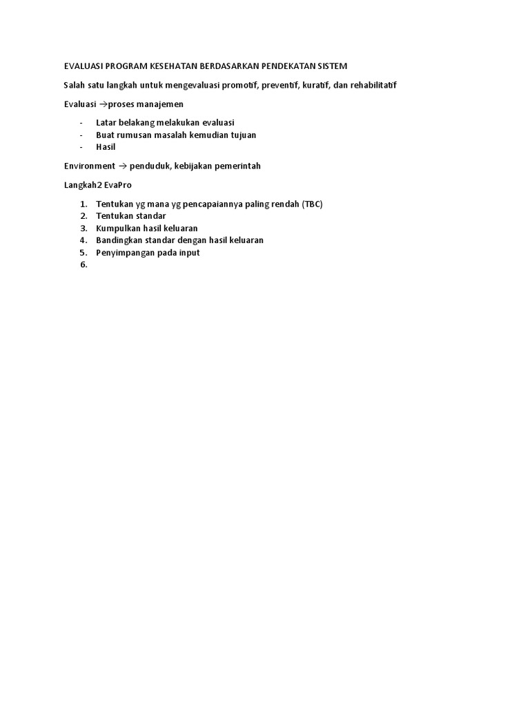 Evaluasi Program Kesehatan Berdasarkan Pendekatan Sistem | PDF