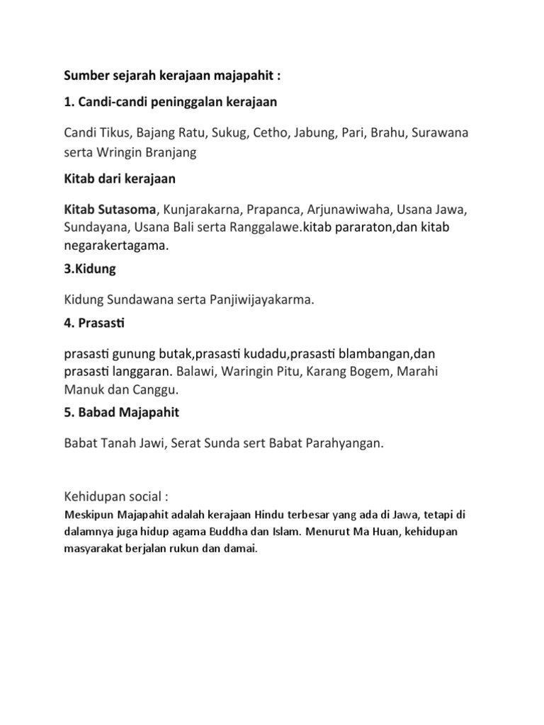 Sumber Sejarah Kerajaan Majapahit | PDF Sumber Sejarah Kerajaan Majapahit | PDF