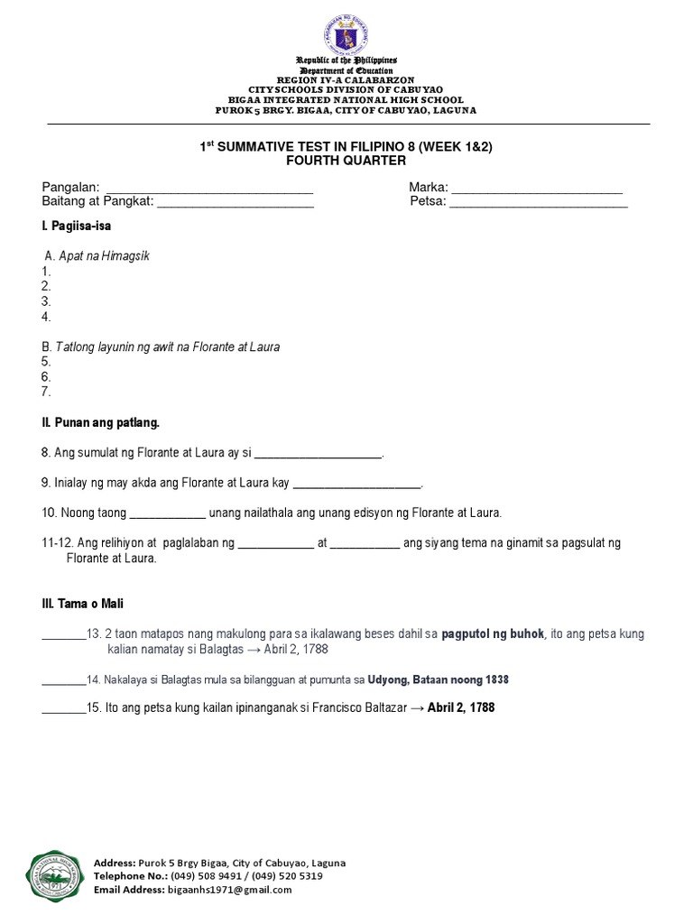 Grade 8 Summative Test Q4 Week12 | PDF | Meiosis | Performing Arts