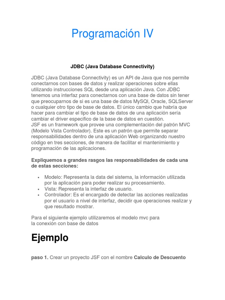Introducción a JSF con JDBC | PDF | SQL | Java (lenguaje de programación)