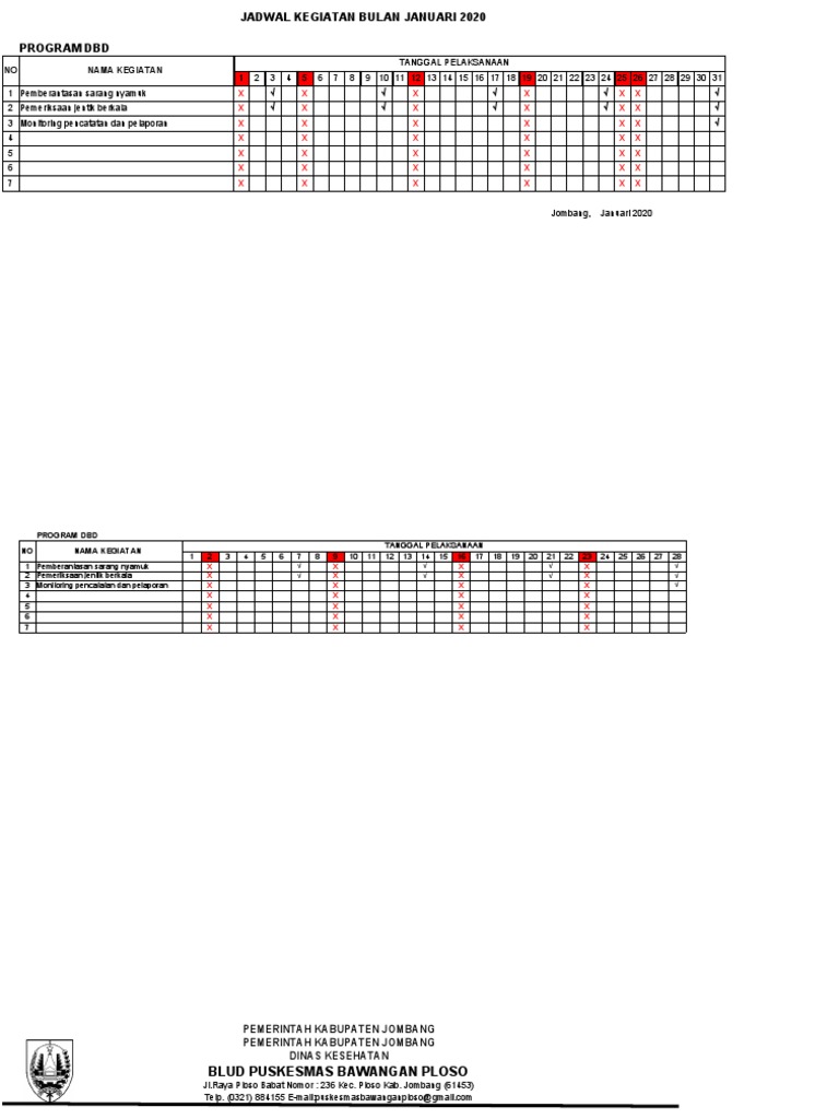 Jadwal Bulanan DBD | PDF