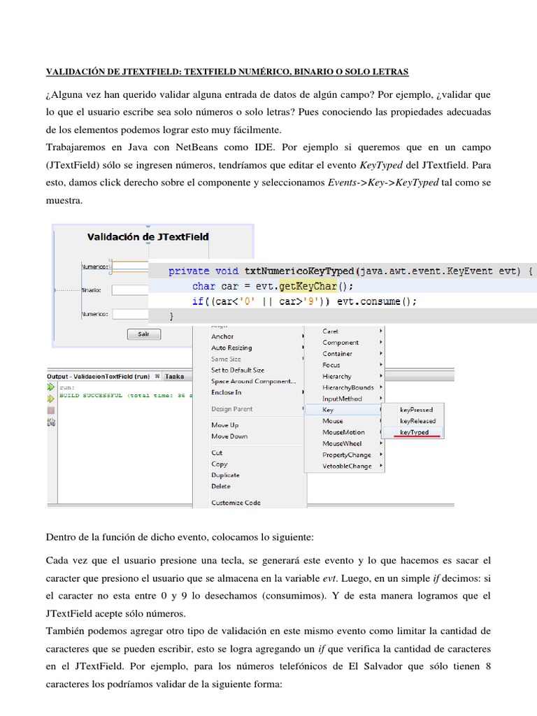 Validacion de Jtextfield | PDF | Java (lenguaje de programación) | Exponenciación