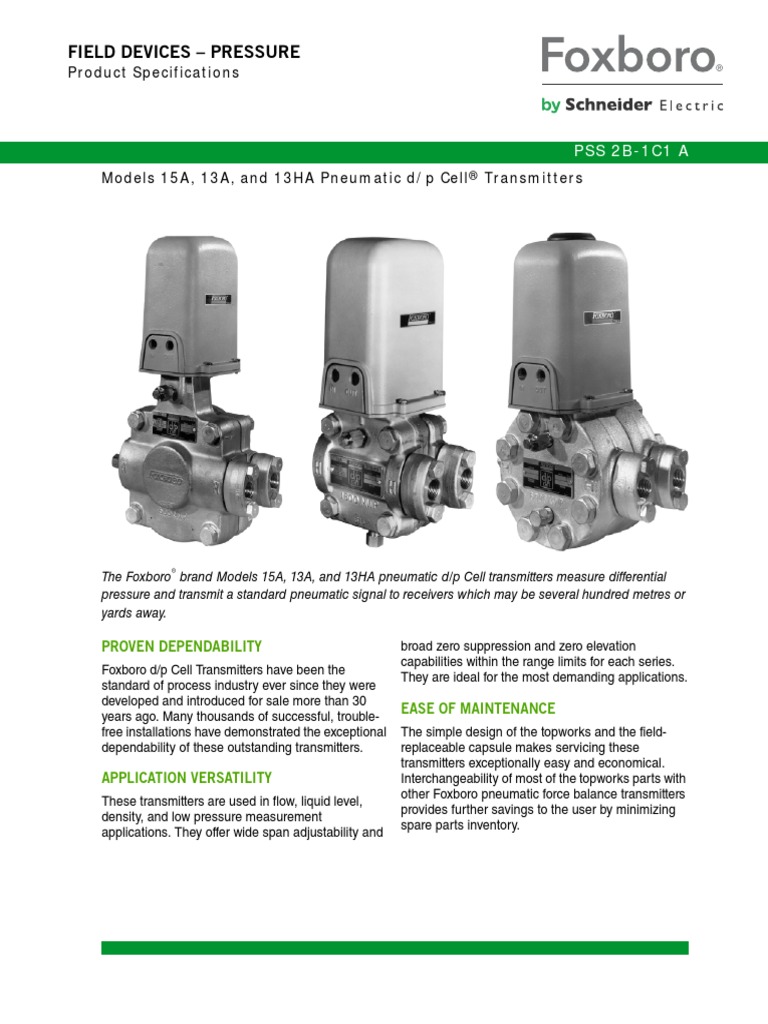 Datasheet Foxboro 13A 13HA 15A - 18230465 | PDF | Stainless Steel ...