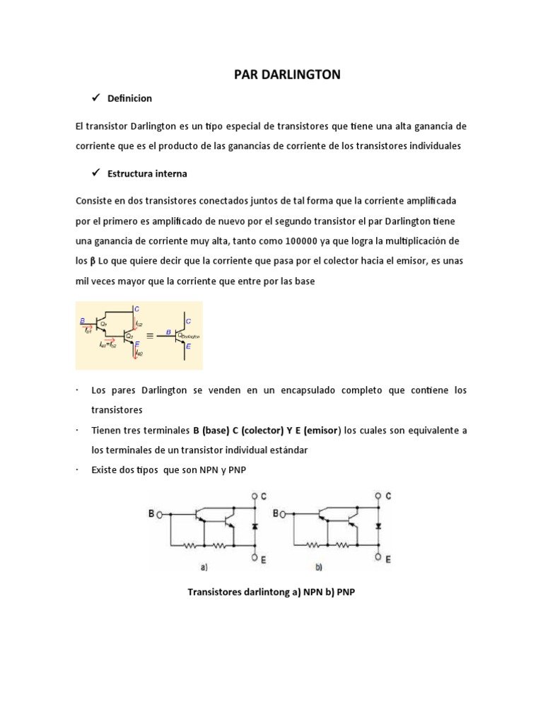 Par Darlington | Descargar gratis PDF | Transistor de unión bipolar ...