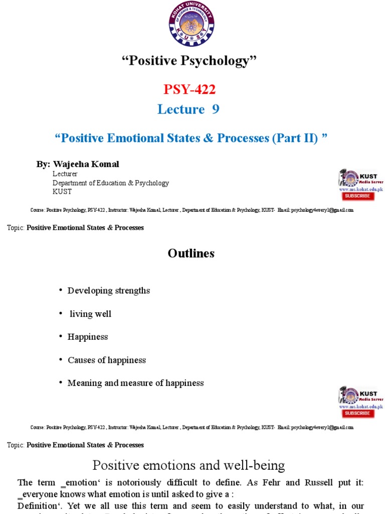 L 9 Positive Emotional States Processes Part Ii Pdf Positive