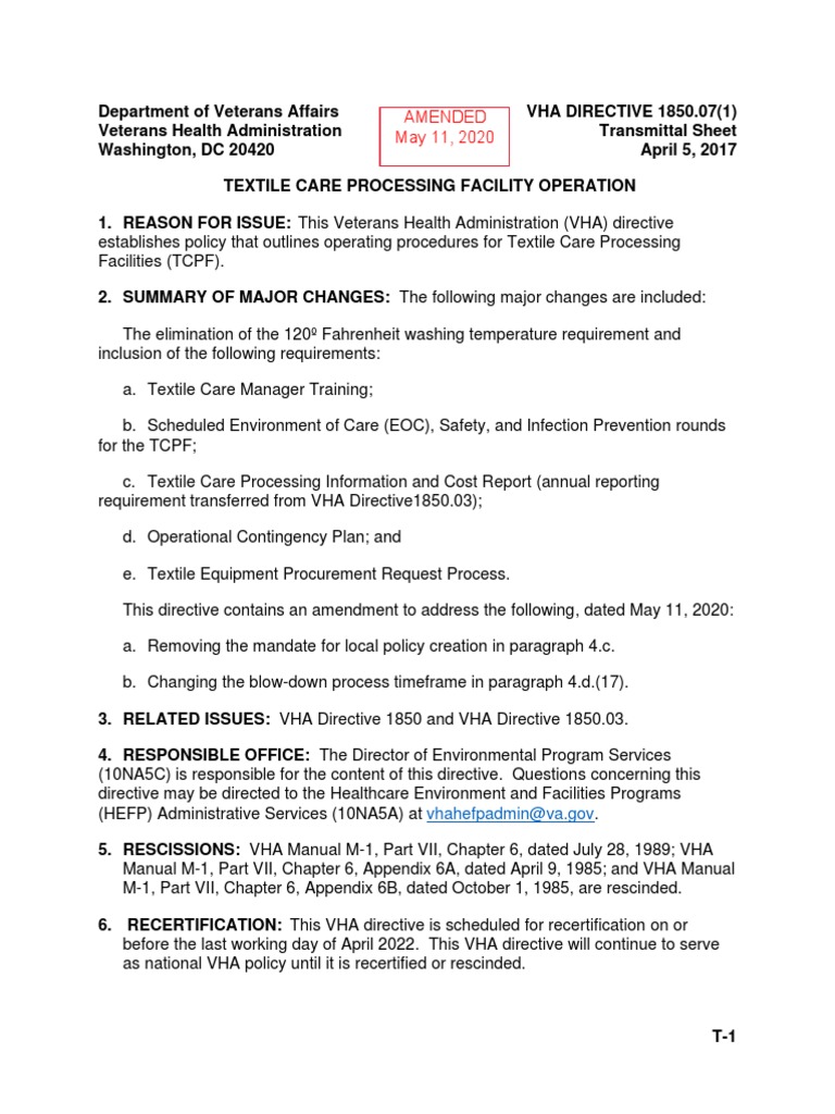 Amended May 11, 2020: Vhahefpadmin@va - Gov | PDF | Veterans Health ...