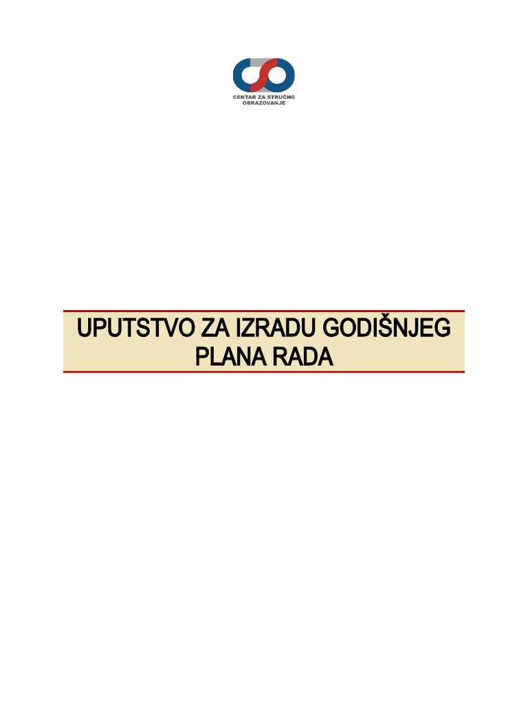 Godišnji Plan Rada - Uputstvo | PDF
