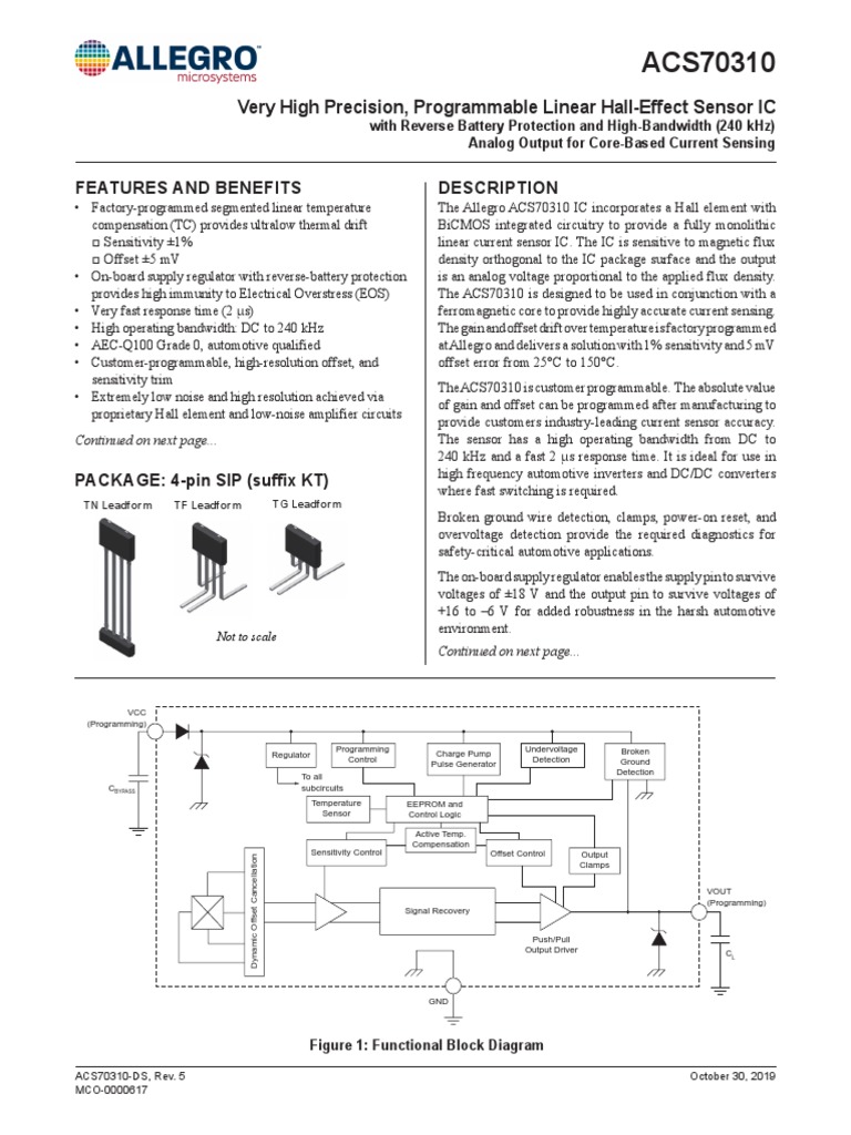 Very High Precision, Programmable Linear Hall-Effect Sensor IC | PDF | Electrical Engineering ...