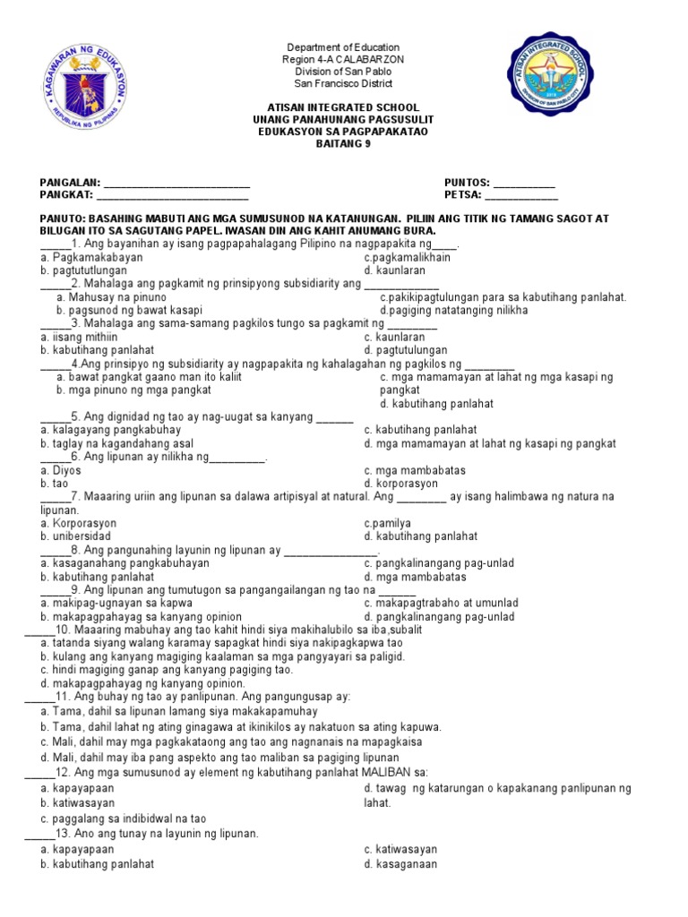1ST Quarter Esp 9 | PDF