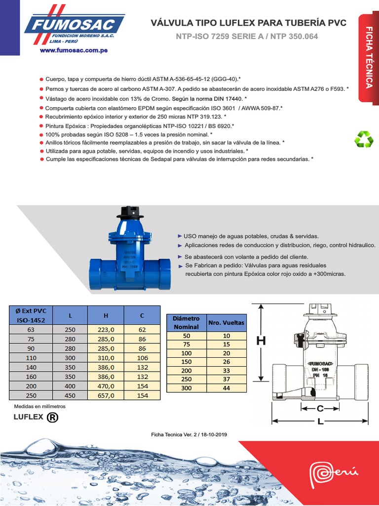 Valvula Luflex Modelo 2500 Fumosac | PDF | Acero | Tubería (transporte ...
