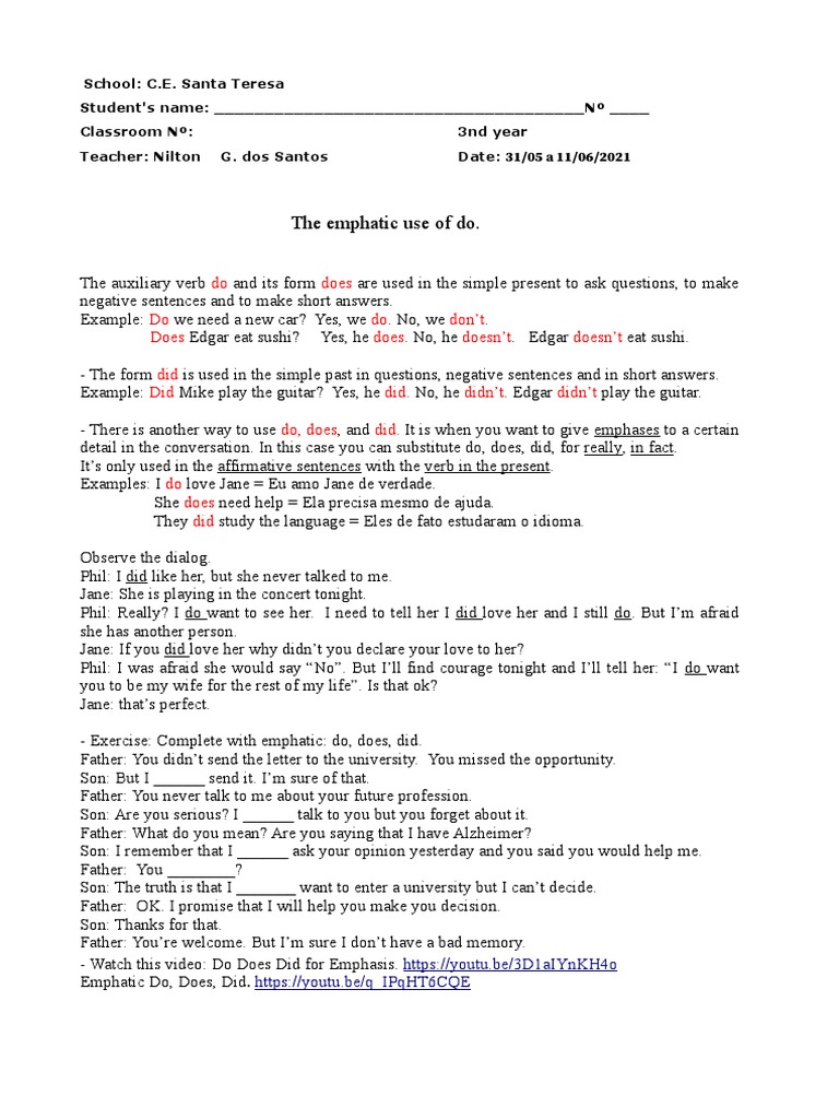 The Emphatic Use of Do | PDF | Grammar | Linguistics