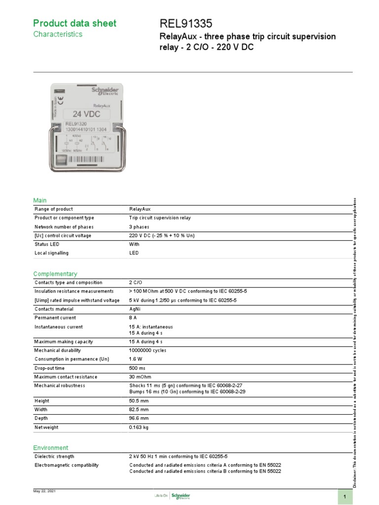 Product Data Sheet: Relayaux - Three Phase Trip Circuit Supervision ...
