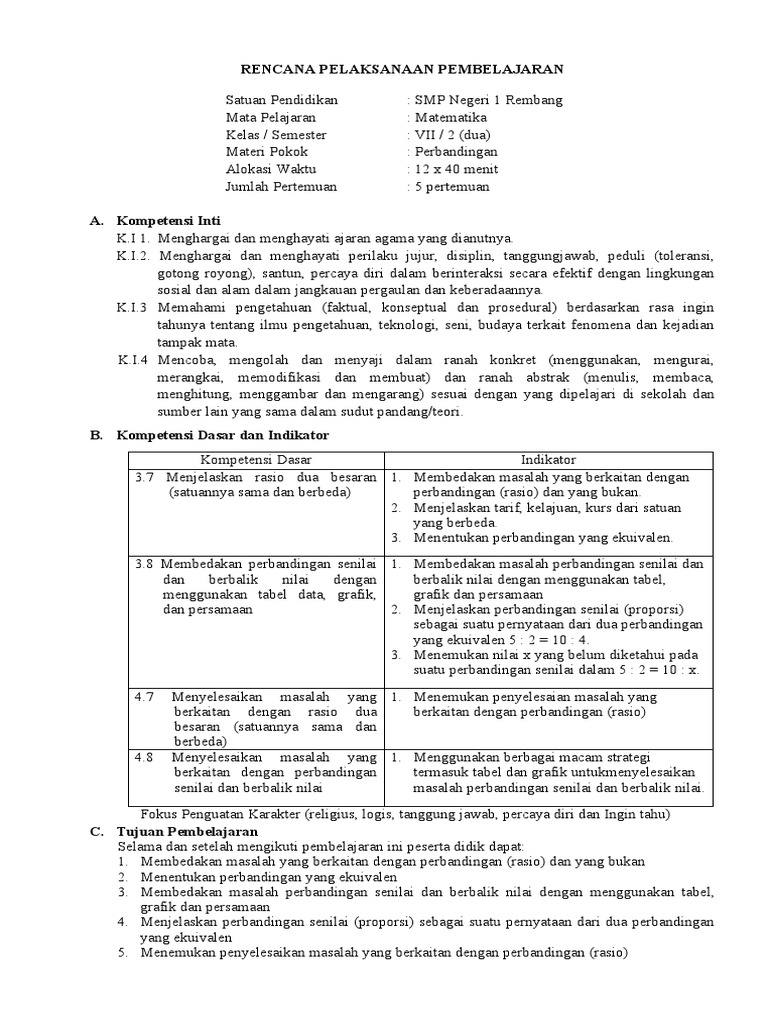 RPP1 Perbandingan (Fix) | PDF