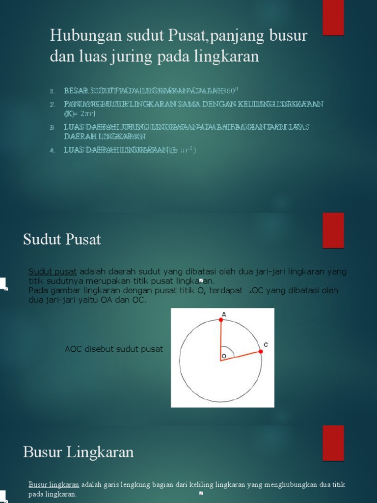 Hubungan Sudut Pusat, Panjang Busur Dan Luas Juring Pada Lingkaran | PDF