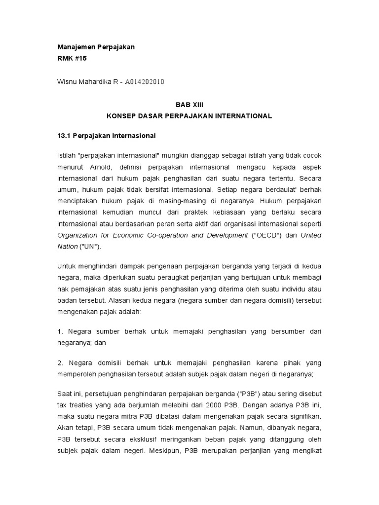 Manajemen Perpajakan - RMK BAB XIII - Wisnu Mahardika R | PDF | Pengelolaan Keuangan & Uang | Hukum