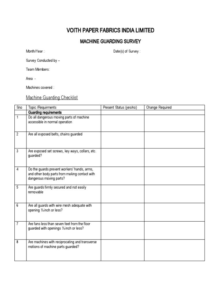 Machine Guarding Survey | PDF | Machines | Safety