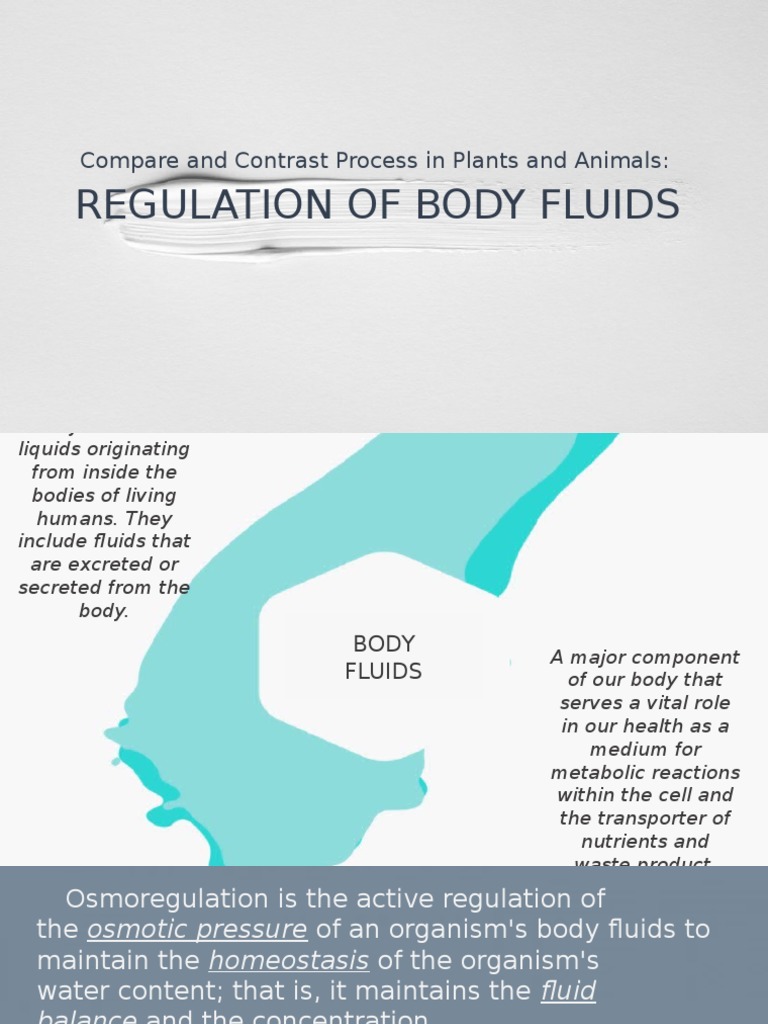 Regulation of Body Fluids: Compare and Contrast Process in Plants and ...