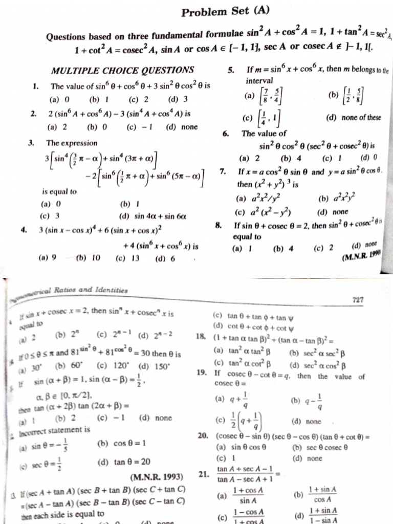 Trigonometric Revision - Objective Mathematics M L Khanna | PDF