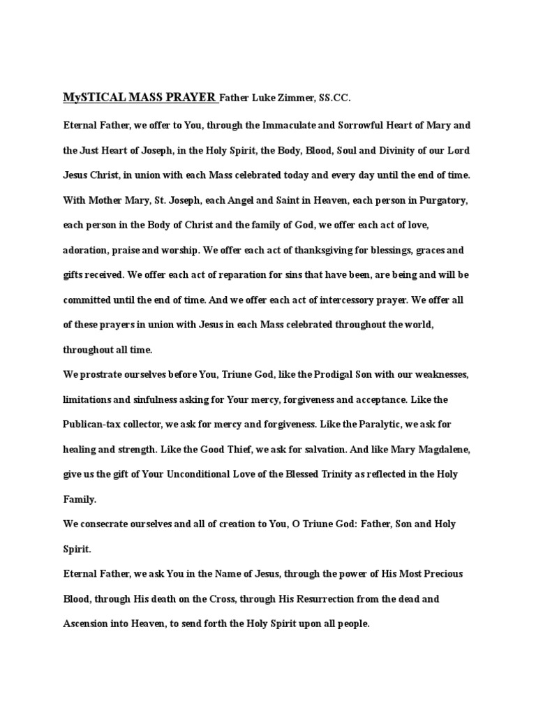 Mystical Mass Prayer | PDF | Resurrection Of Jesus | Trinity
