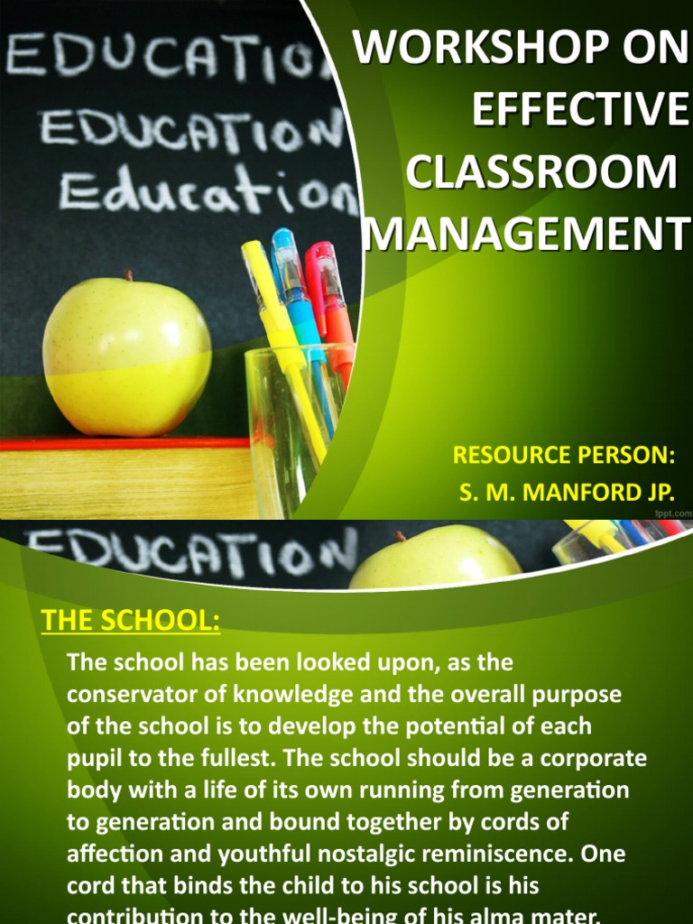 Workshop On Effective Classroom Management Pdf Punishments Teachers
