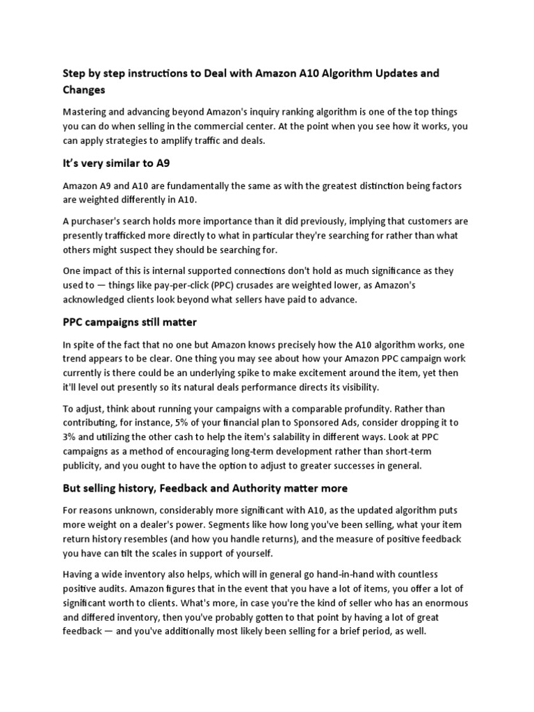 Step by Step Instructions To Deal With Amazon A10 Algorithm Updates and ...