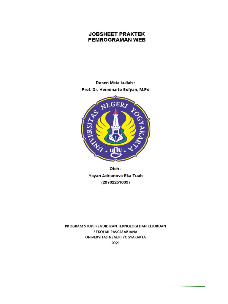 Yayan Adrianova Eka Tuah-Jobsheet-Pemrograman-Web-1 | PDF