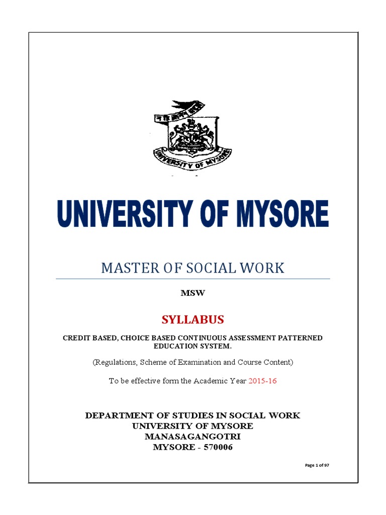 MSW Syllabus | PDF | Social Work | Institution