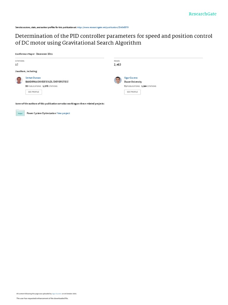 Determination of The PID Controller Parameters For Speed and Position ...