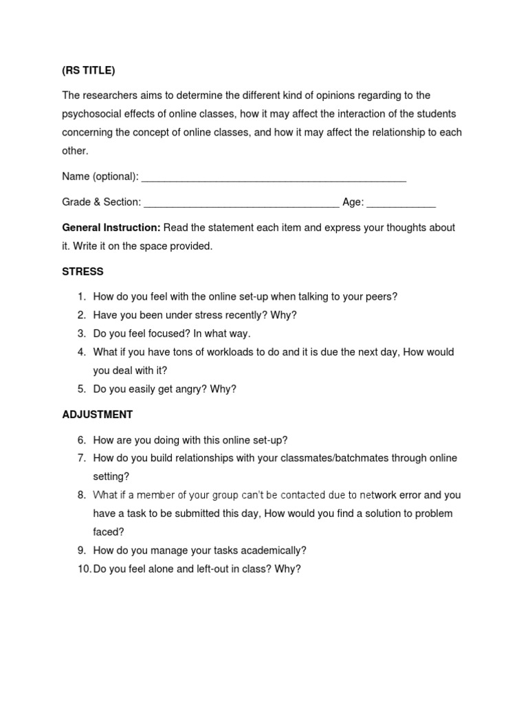 PRs 11 Questionnaire 2nd Draft | PDF | Career & Growth