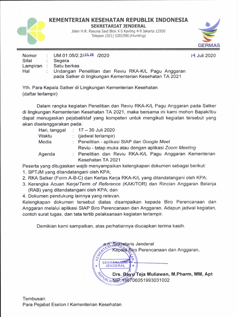 S. Undangan Peserta Penelitian RKAKL 2021 #Stamp | PDF