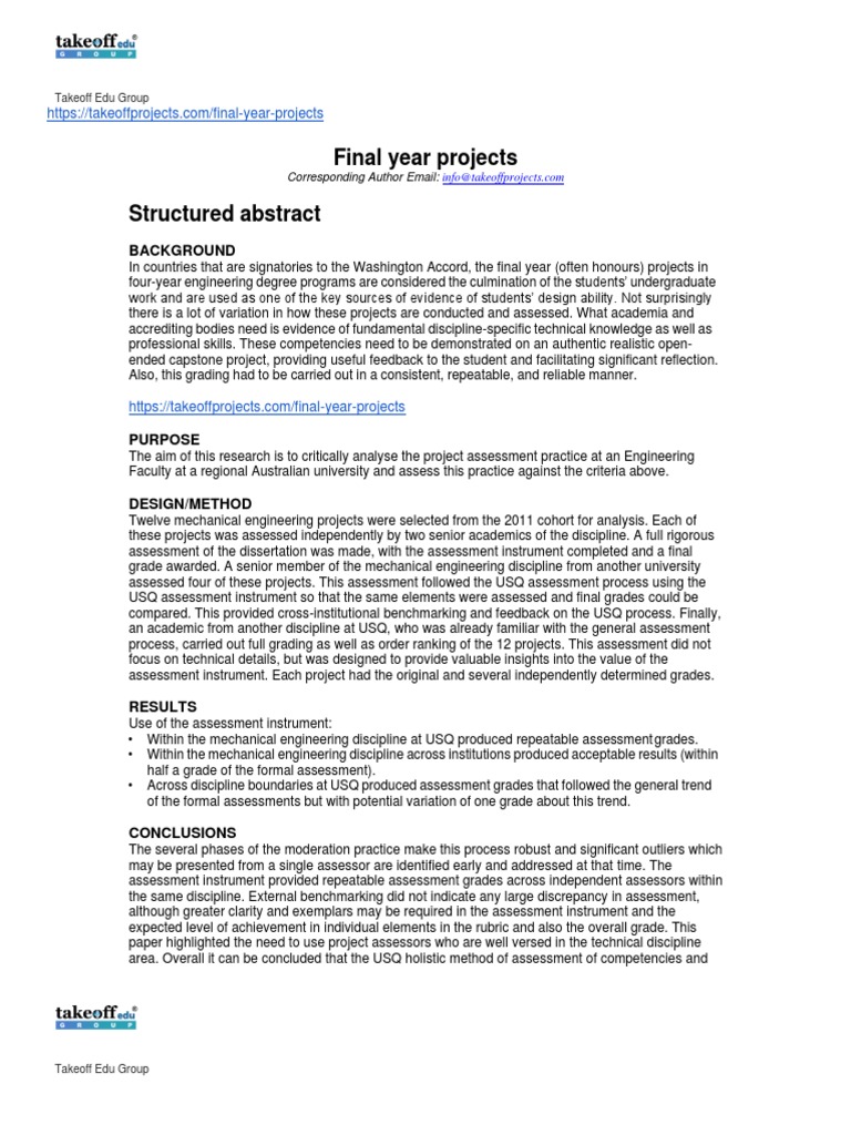 Final Year Projects | PDF | Educational Assessment | Rubric (Academic)