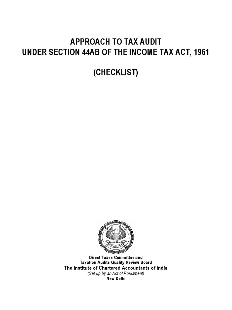 Approach To Tax Audit Under Section 44ab of The Income Tax Act, 1961 ...
