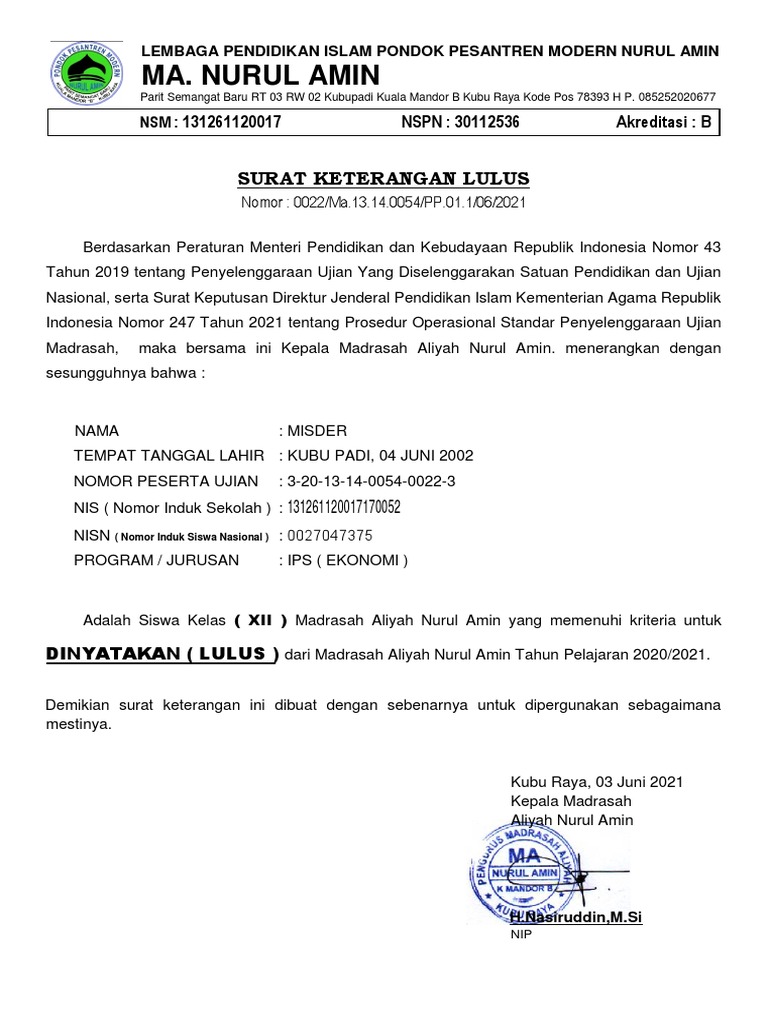Contoh SKL | PDF