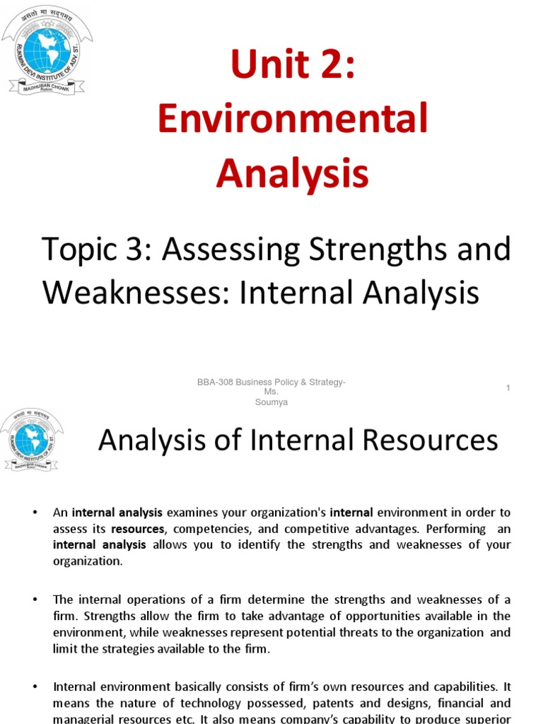 Unit 2: Environmental Analysis: Topic 3: Assessing Strengths and ...