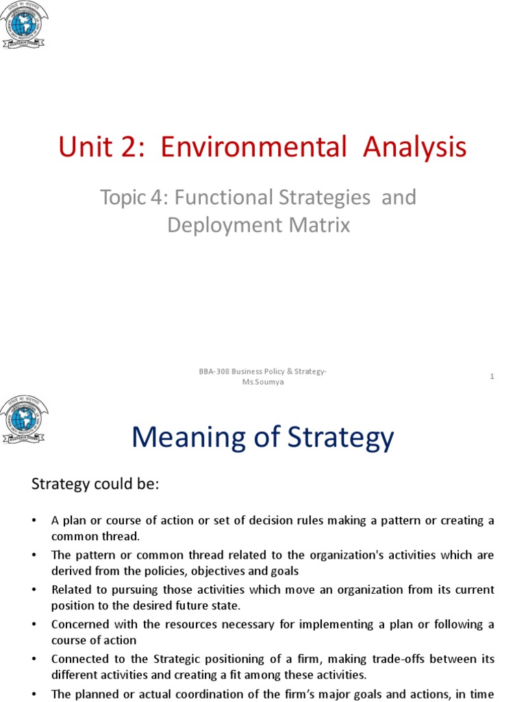 Functional Strategies & Deployment Matrix | PDF | Strategic Management ...