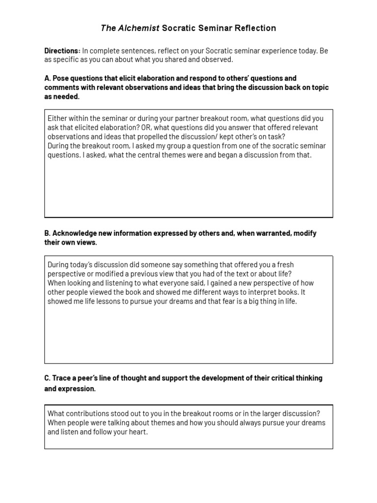 Maverick Kat Kuoy - Final The Alchemist Socratic Seminar Reflection ...