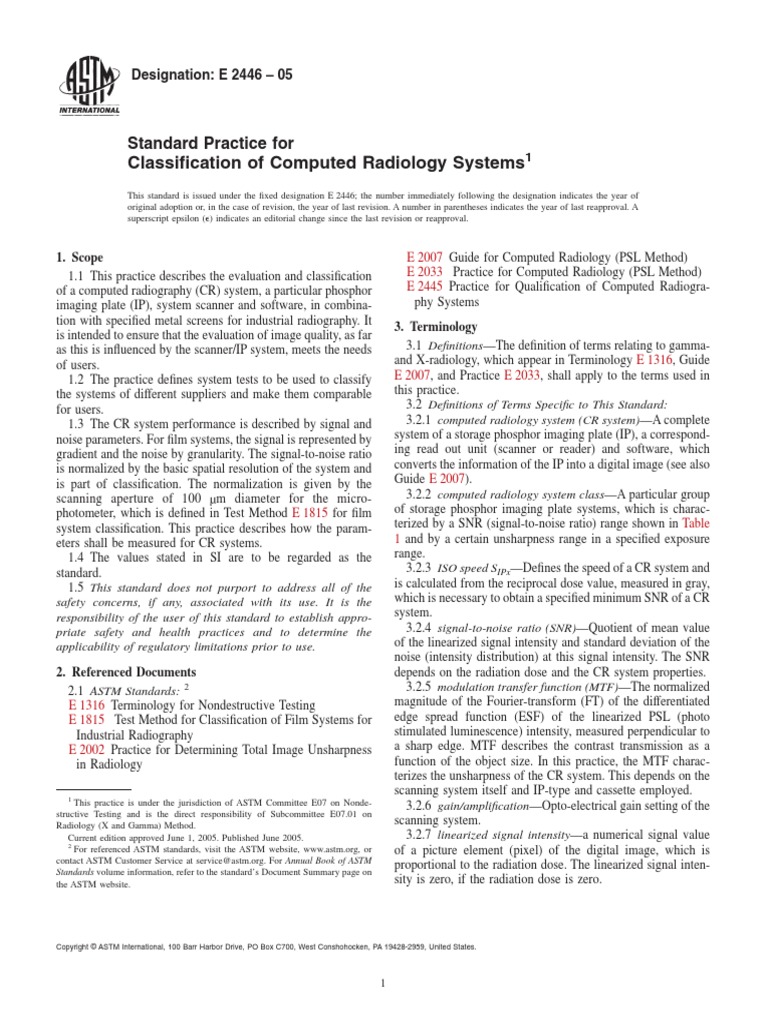 Astm e 2446 | PDF | Signal To Noise Ratio | Optical Resolution