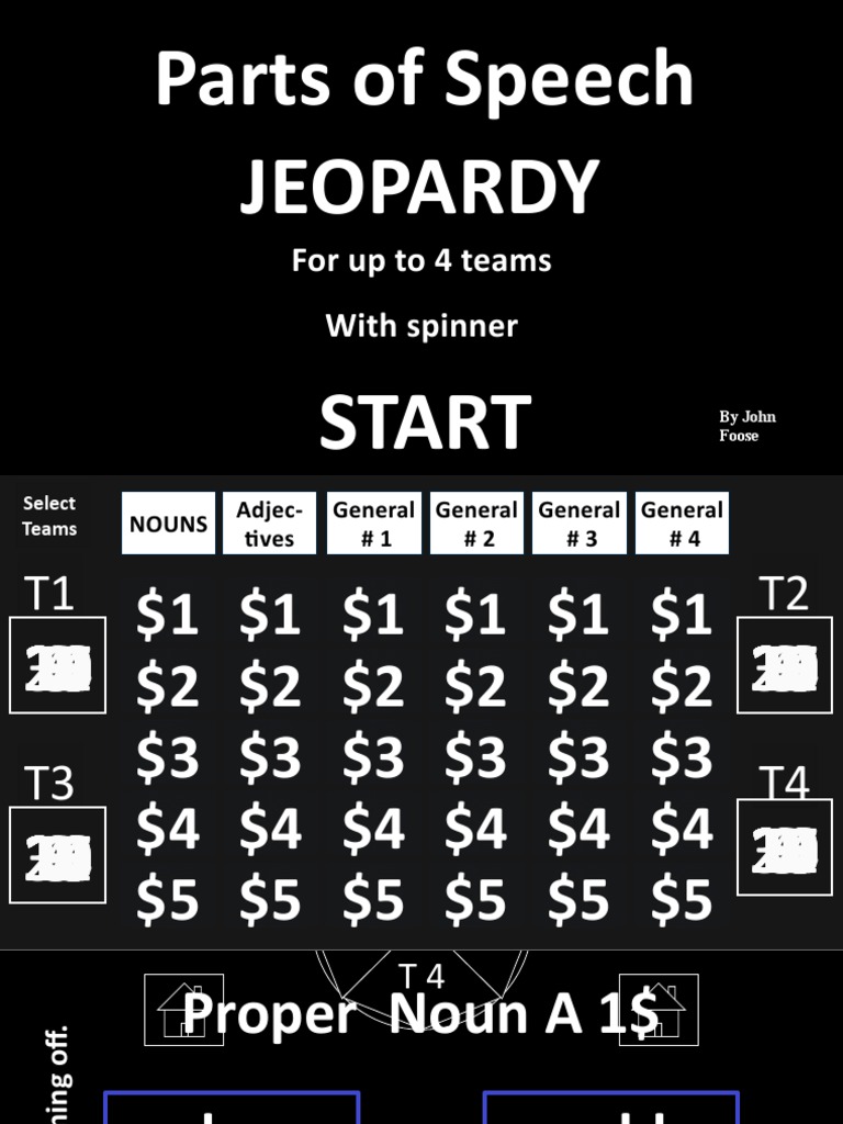 Jeopardy Game: Adjectives & Nouns | PDF | Noun | Adjective