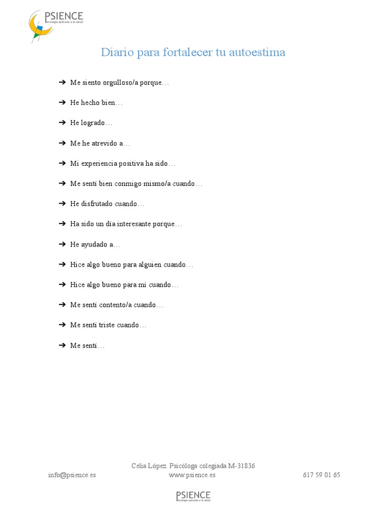 Diario para Fortalecer Tu Autoestima | PDF