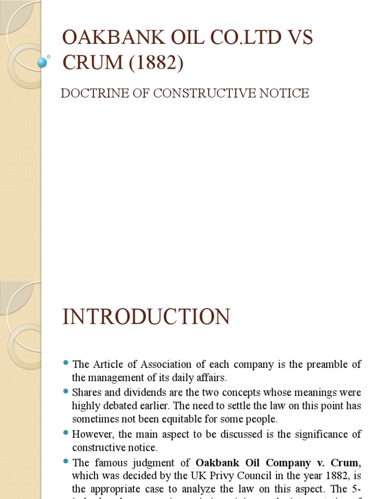 Doctrine of Constructive Notice | PDF | Judgment (Law) | Equity (Law)