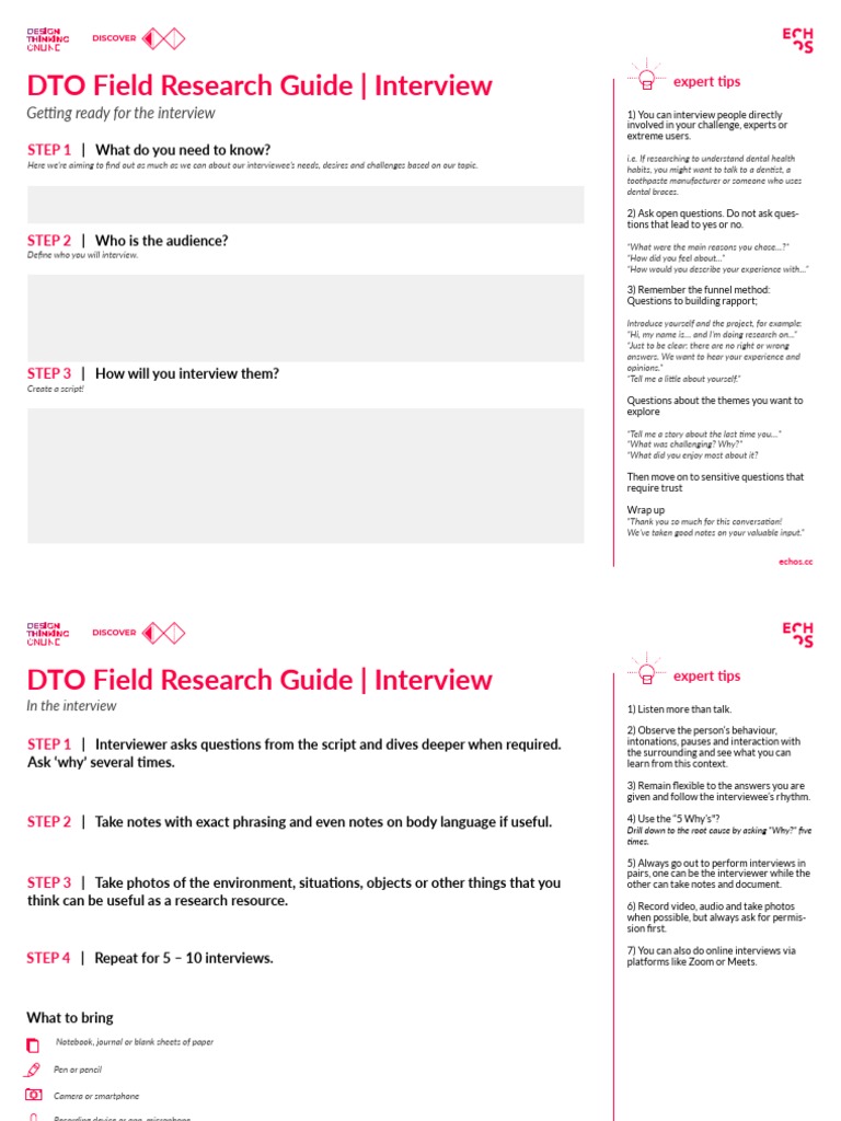 DTO Field Research Guide - Interview: Getting Ready For The Interview ...