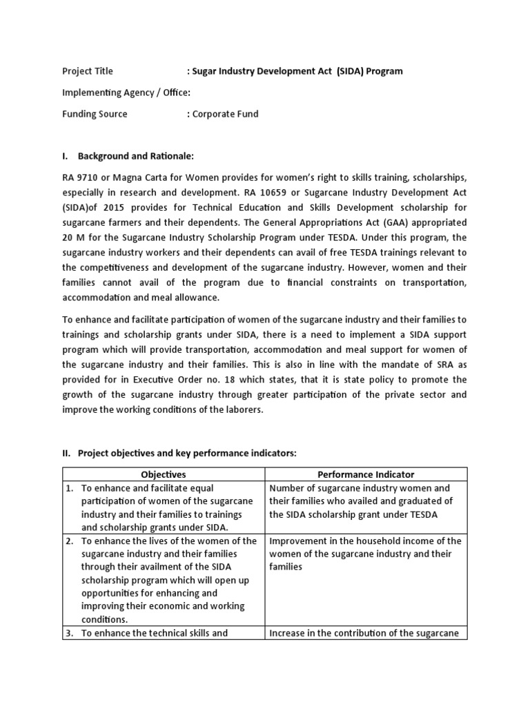 Sample Sida Project Design | PDF | Sugarcane | Policy