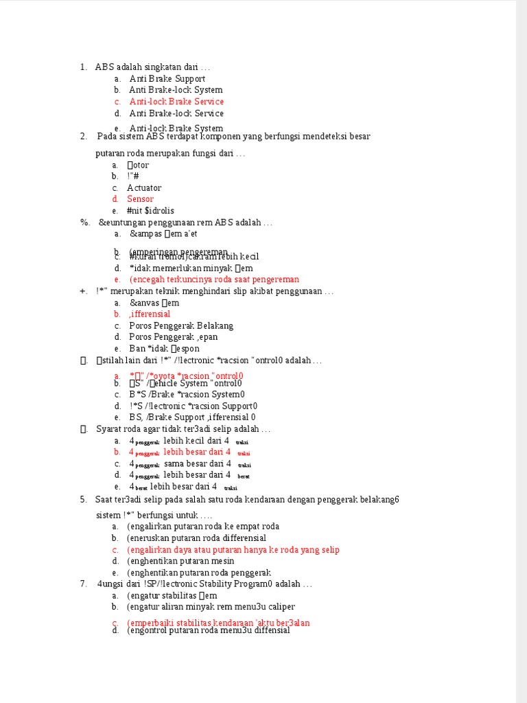 Soal Ujian Rem ABS | PDF | Griya & Taman | Teknologi & Rekayasa