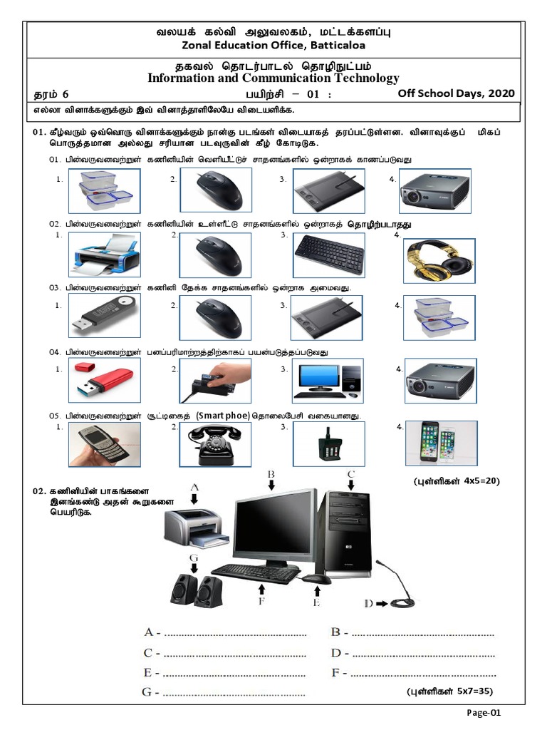 Grade 6 ICT Practice Paper | PDF