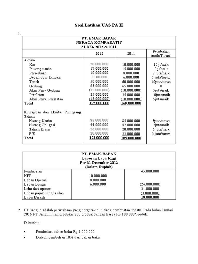 Soal Latihan UAS PA II | PDF
