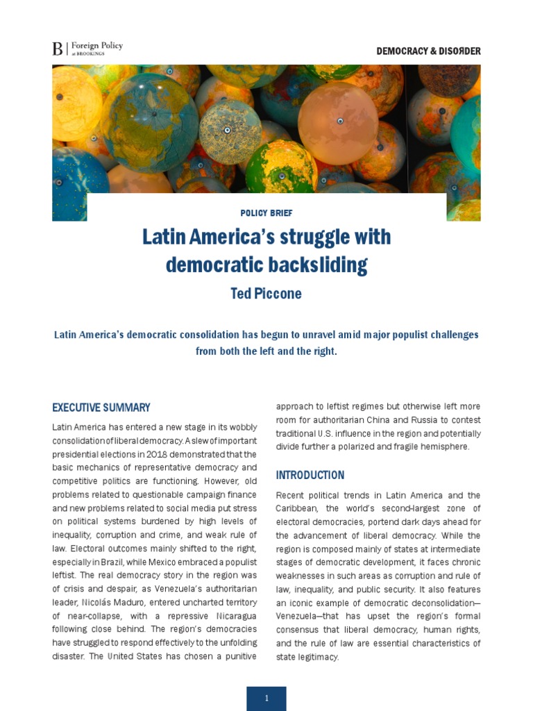 Latin America's Struggle With Democratic Backsliding: Ted Piccone | PDF ...