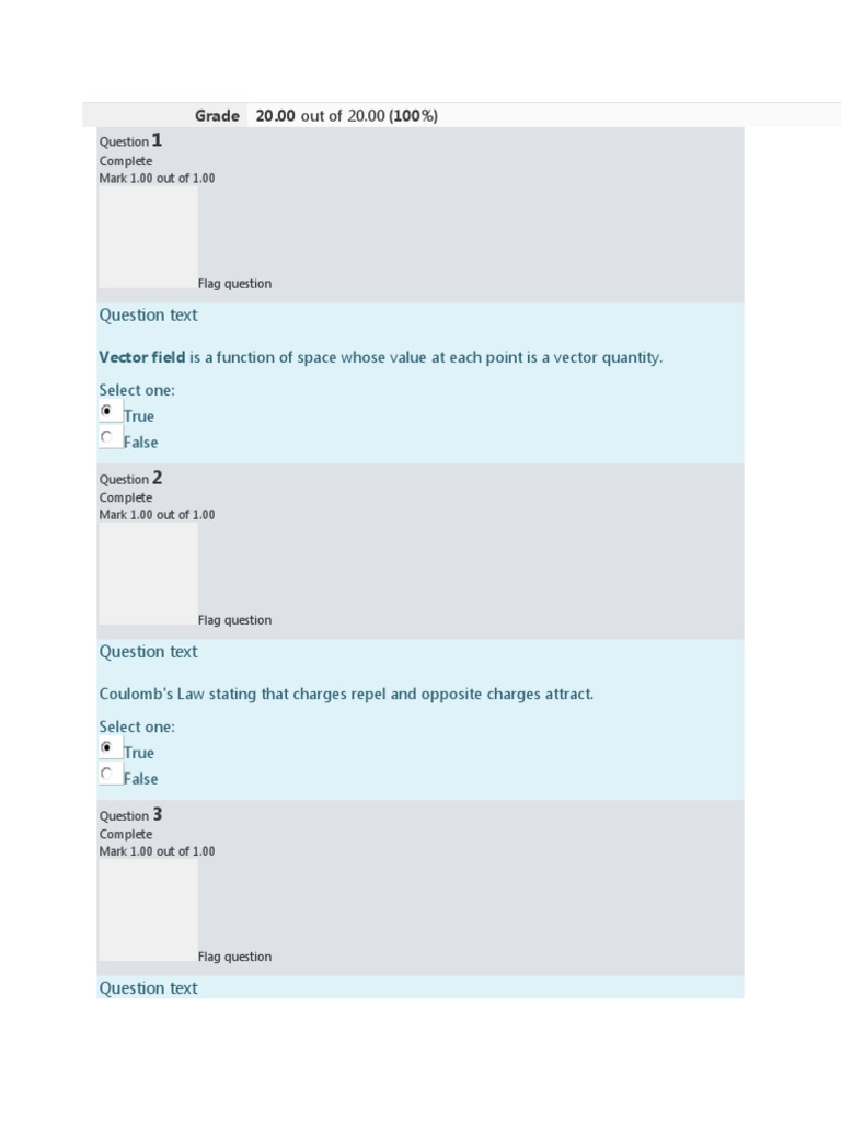 Calculus-Based Physics 2 Quiz 1 | PDF | Electric Charge | Electric Field