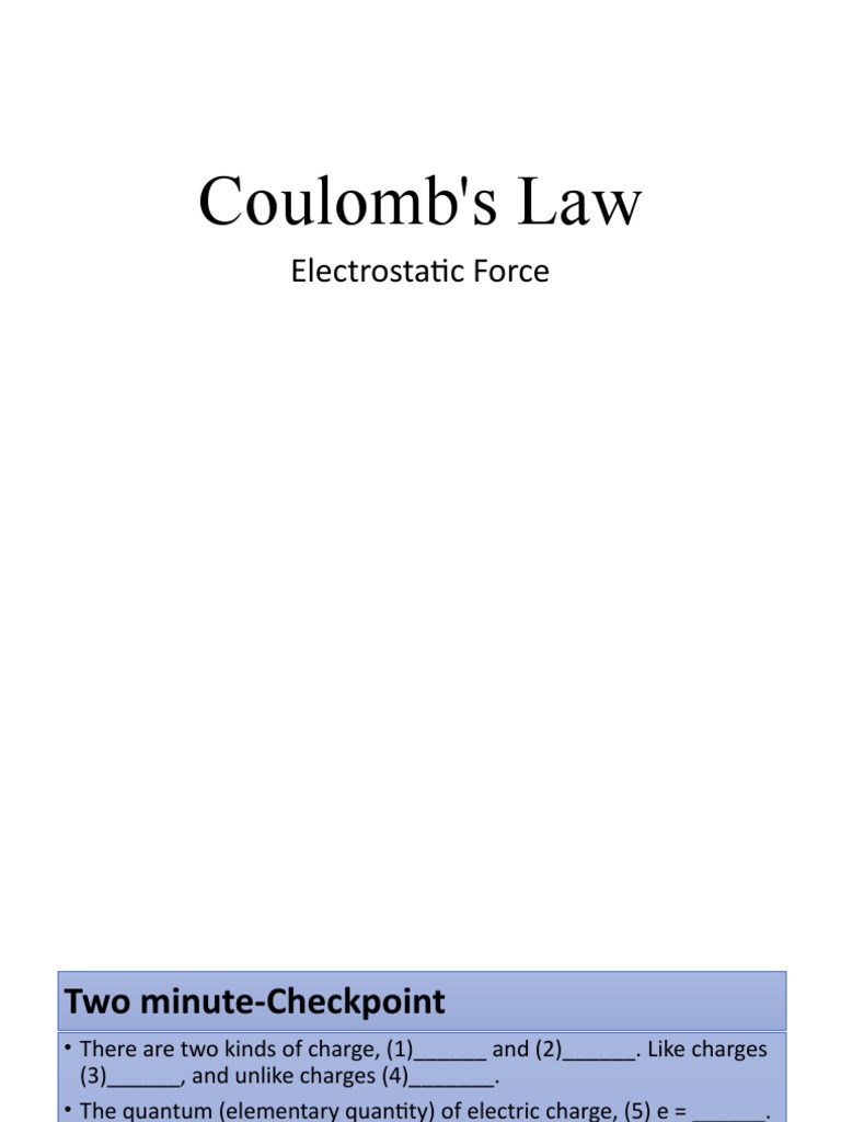 Coulomb's Law: Electrostatic Force | PDF | Electric Charge | Atoms