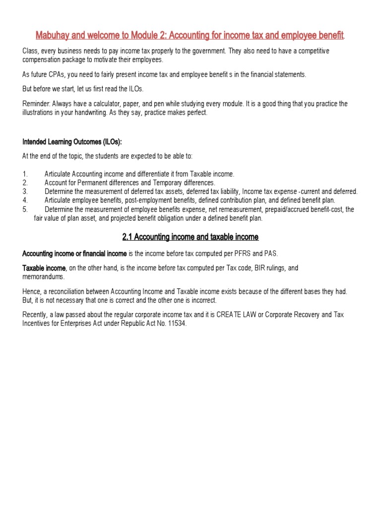 Module 2 Tax Accounting and Benefits | PDF